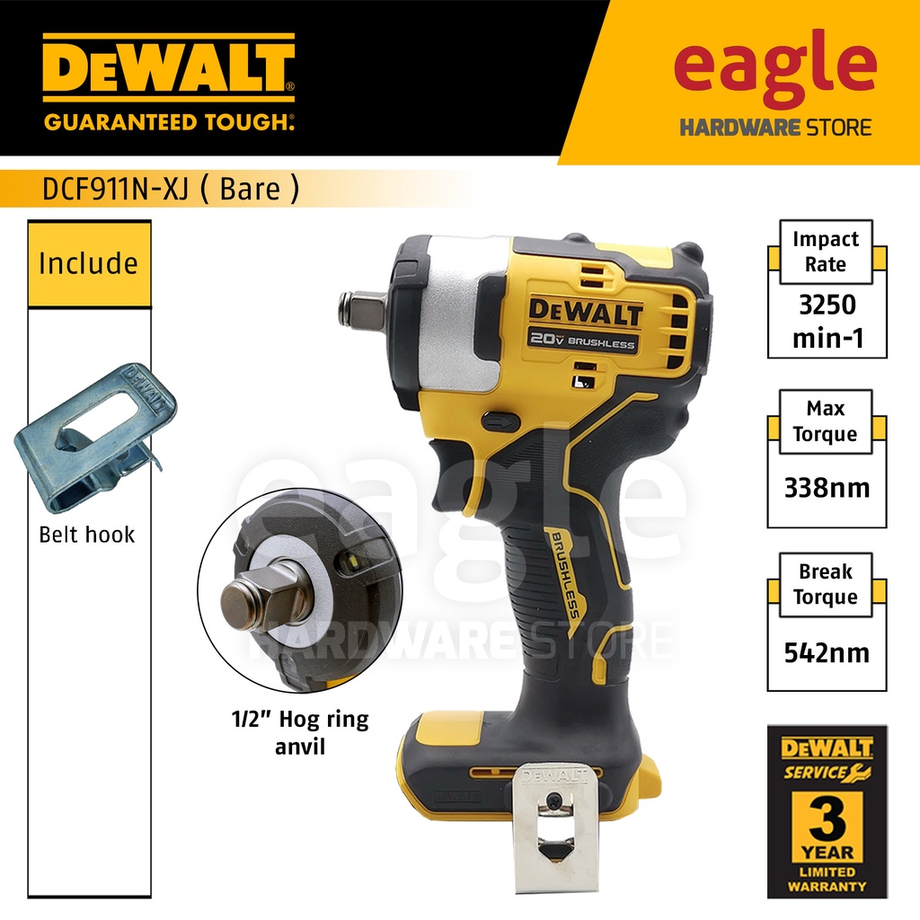 Dewalt DCF911N-B1 12.7mm ( 1/2" ) 18/20V Brushless Cordless Impact Wrench ( Bare Unit ...