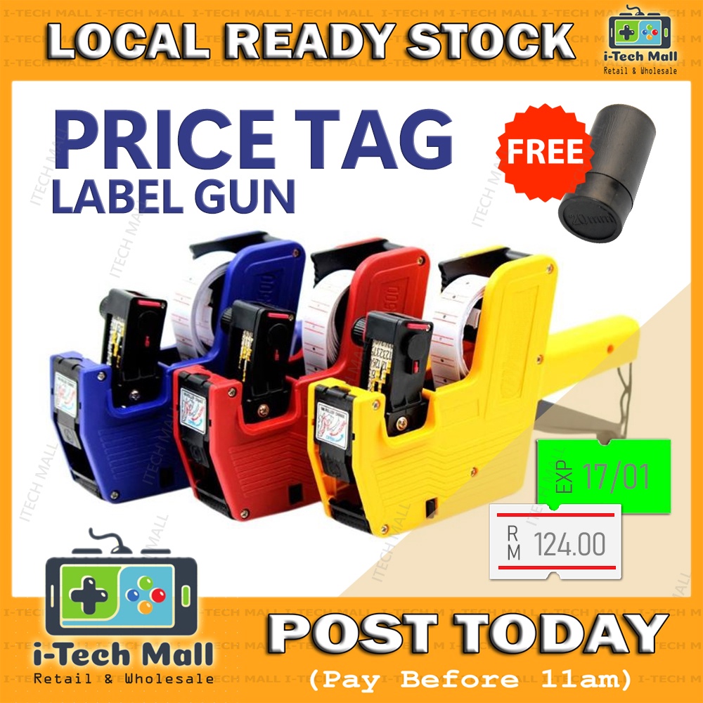 RM/EXP Price Tag Label Gun Machine Labeler Mesin Tanda Harga Labelling ...