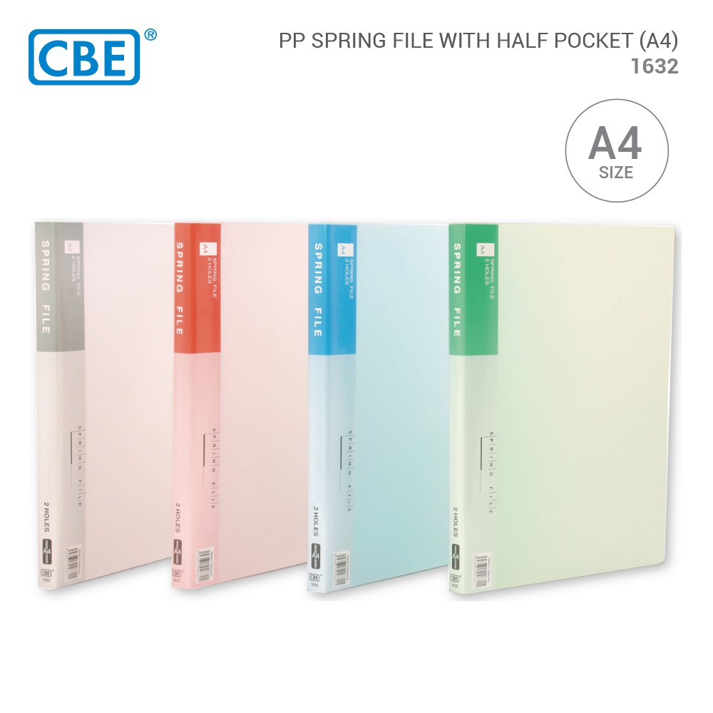 CBE 1632 PP Spring File with Half Pocket A4 | Random Colours | Shopee ...