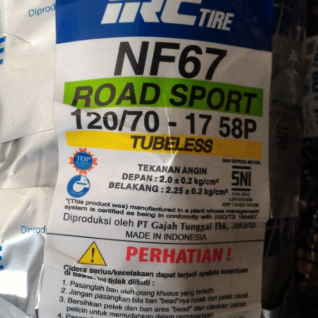 IRC NF67 uk. 120/70 - 17 (Factory standard tires for Yamaha Jupiter MX King and NVL motorbikes ...