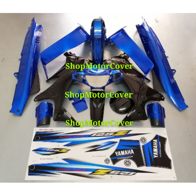 YAMAHA Y125 Y125Z Y125ZR BODY COVER SET BIRU SKALA HITAM WITH STICKER Z ...
