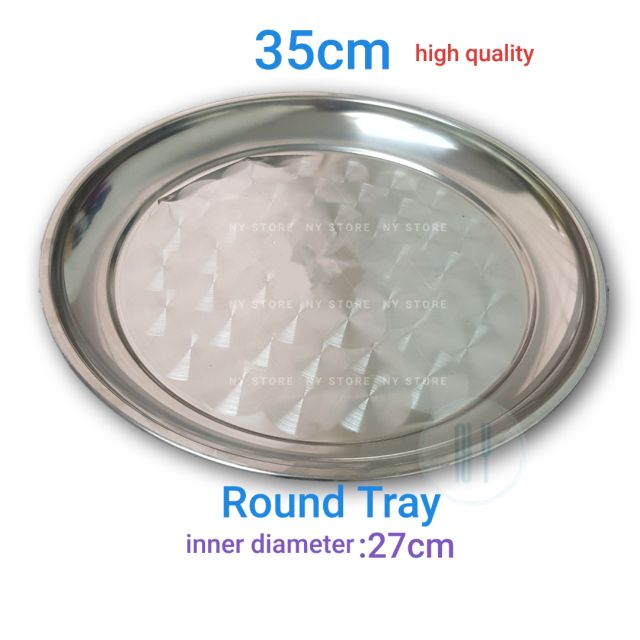 Stainless Steel Round Tray Platter Talam Dulang Bulat Serving Plate ...