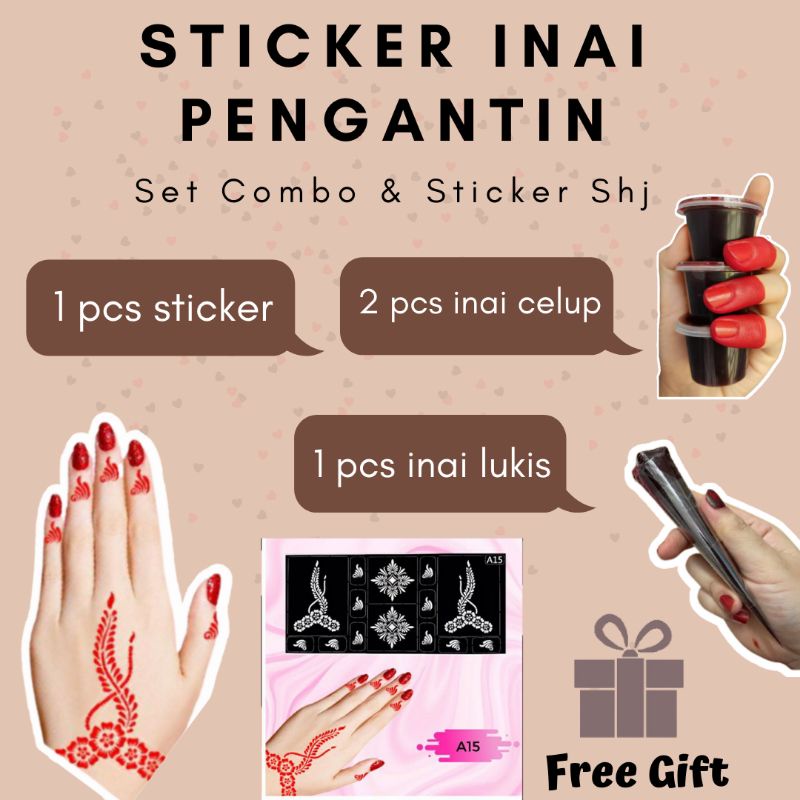 Sticker Inai Lukis Set Combo Inai Pengantin Morden Corak Sticker Cantik ...