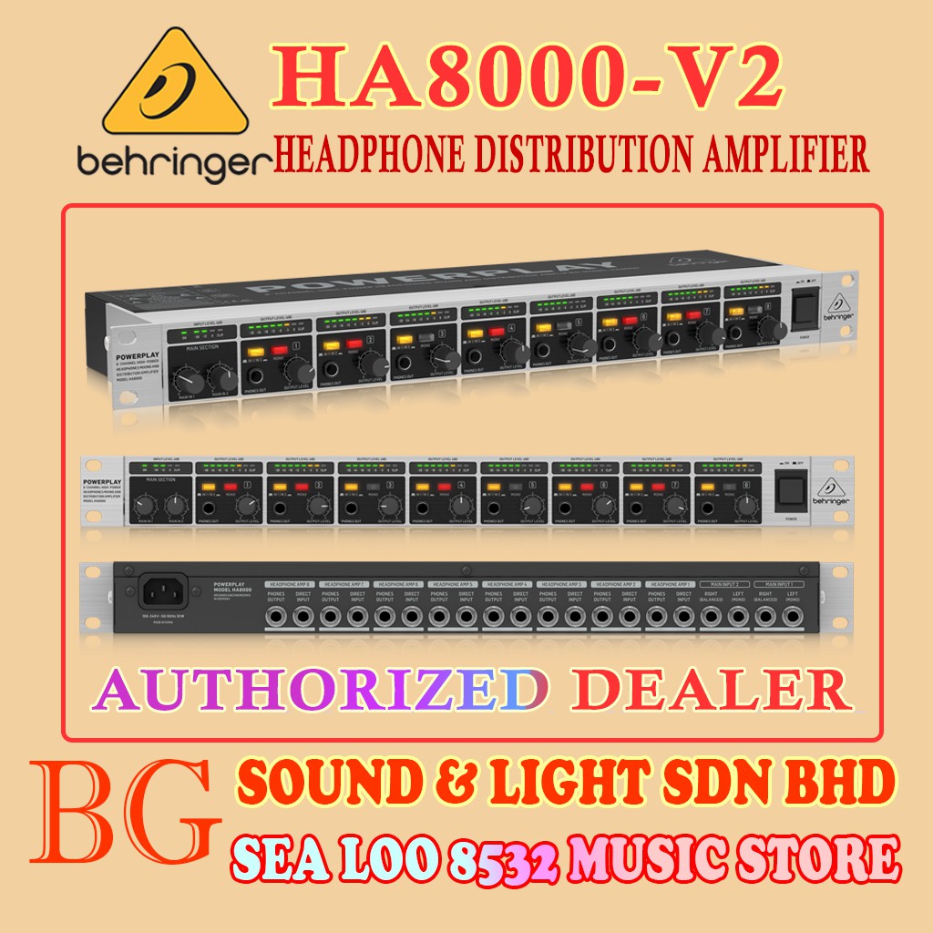 BEHRINGER POWERPLAY HA8000-V2 / HA-8000V2 8 CHANNEL HEADPHONE MIXING ...
