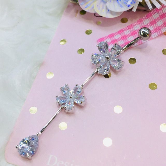 Navel Jewelry For Sensitive Skin Flowers Russian Diamonds. Premium ...