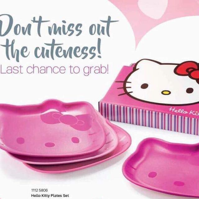 [Ready Stock] Tupperware Hello Kitty Plates Set (set of 4 pcs) with ...