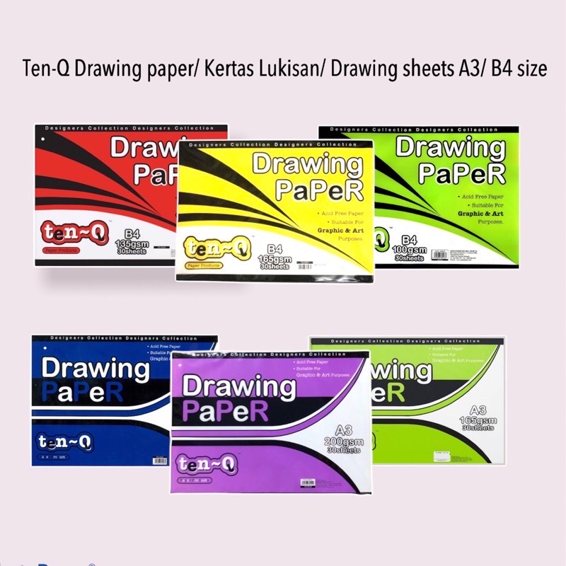 【Ready Stock】Ten-Q Drawing paper/ Kertas Lukisan/ Drawing sheets A3/ B4 size | Shopee Malaysia