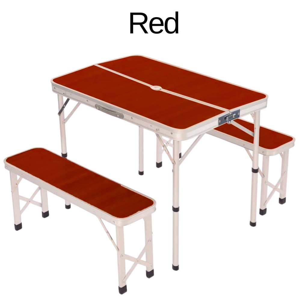 3pcs 90 x 60cm Folding Picnic Table C/W Chair Outdoor Camping Table Set ...