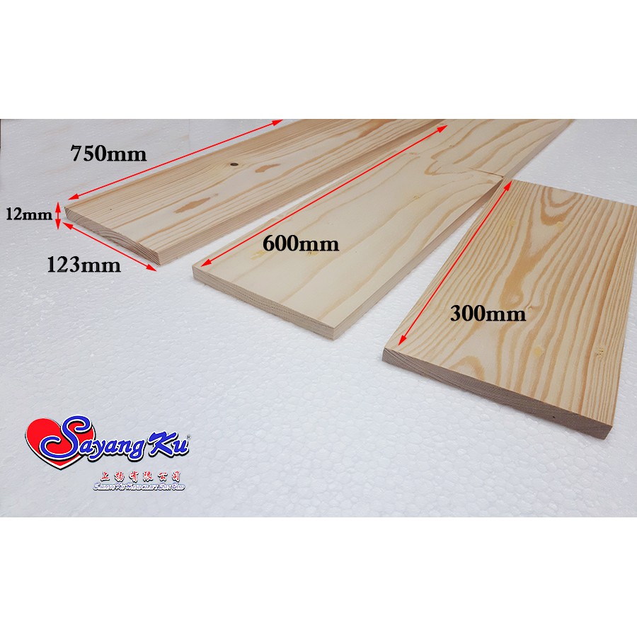 (Hot)12mm x 123mm [300 / 600 / 750mm]Papan Kayu / Pine Wood Wooden ...