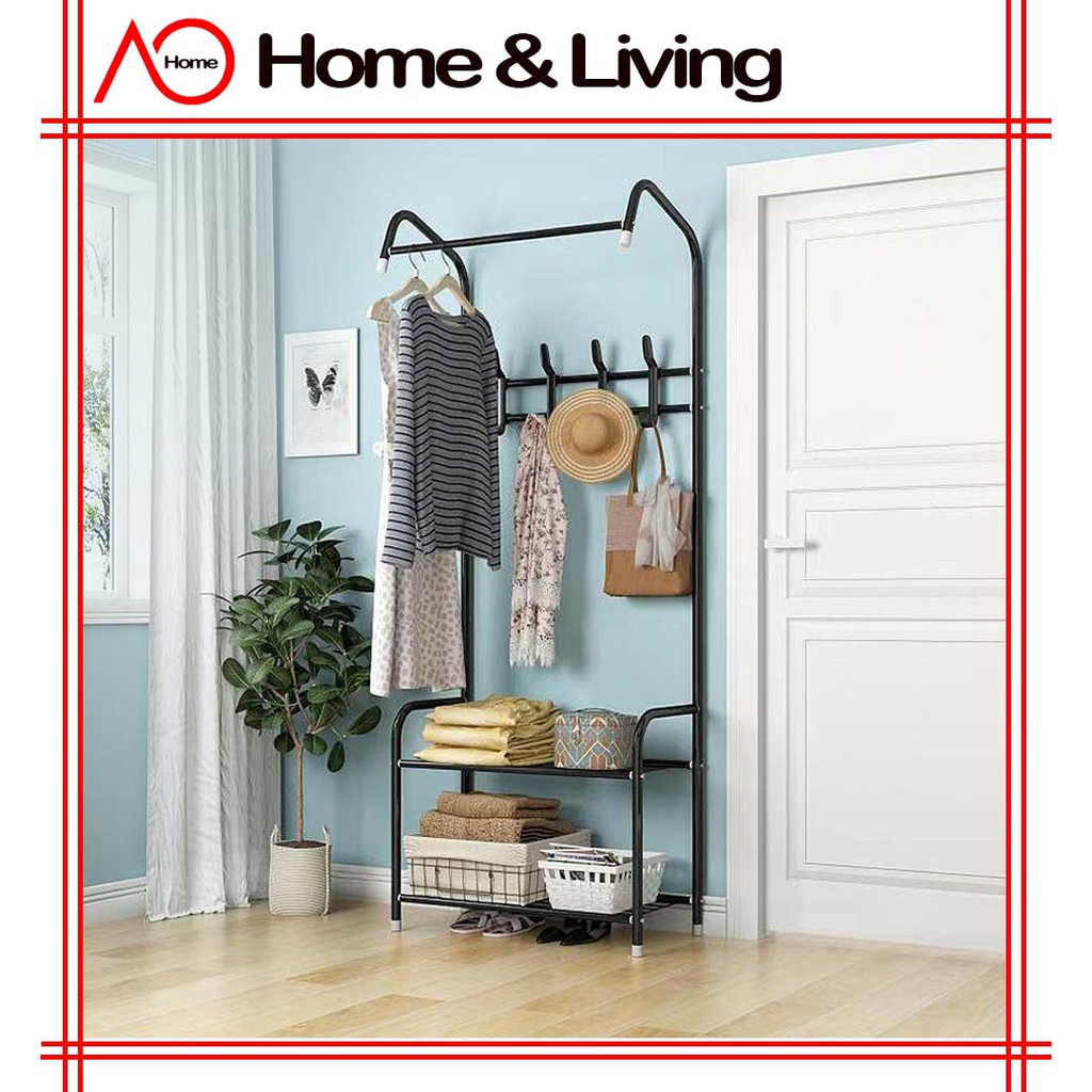 AO Home L Shape Rack Hanger Floor Single Pole Drying Rack Household ...