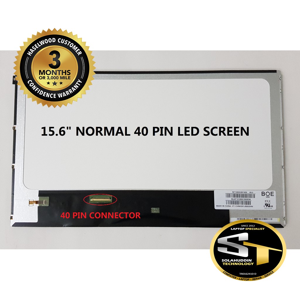 15.6" Normal LED LCD Laptop Screen Panel (40 Pin / HD / Matte)(LED-15.6 ...