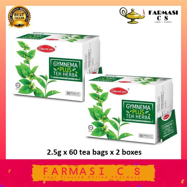 Clucoscare Gymnema Plus Herbal Tea 60 tea bags x 2 boxes (TWIN) EXP:05/ ...
