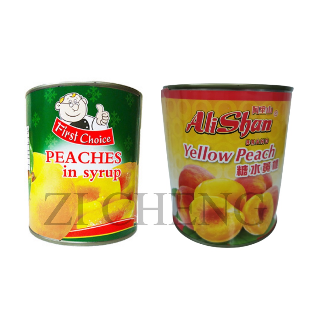 FIRST CHOICE Peaches In Syrup / ALISHAN Yellow Peach 糖水黄桃 820g | Shopee ...