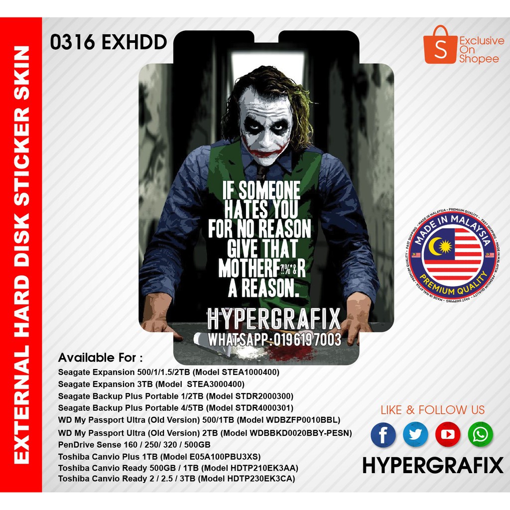 External HDD Sticker Skin (Seagate / WD / Pendrive / Toshiba Canvio ...