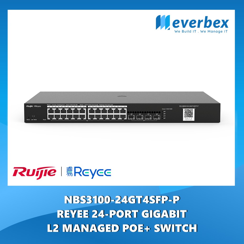 Ruijie Reyee 24-Port Gigabit L2 Managed POE Switch, 24 Gigabit RJ45 POE ...