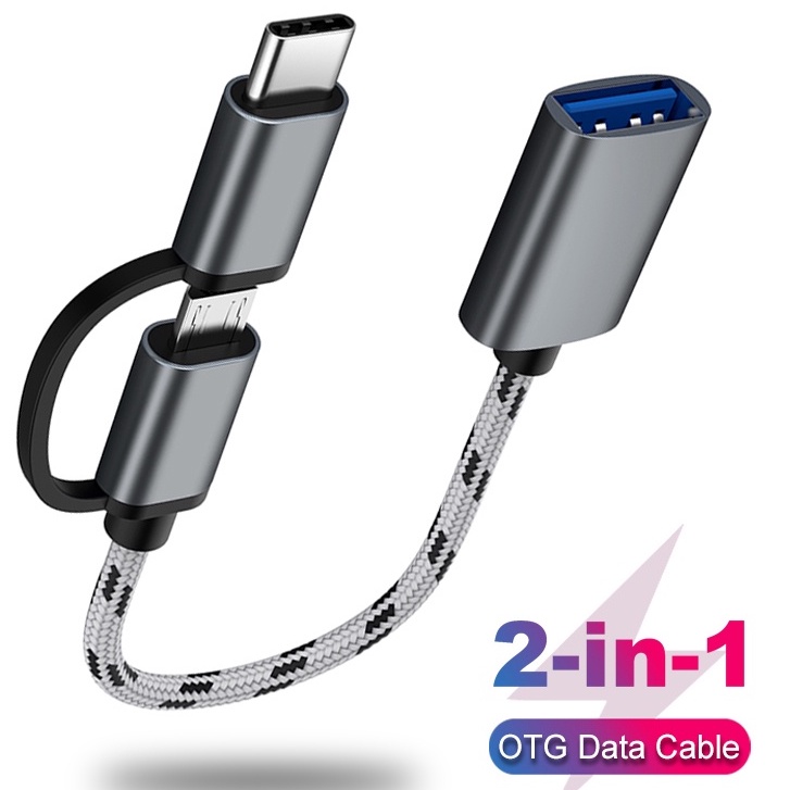 2 In 1 Type-C Micro USB To USB 3.0 Interface OTG Adapter Cable ...