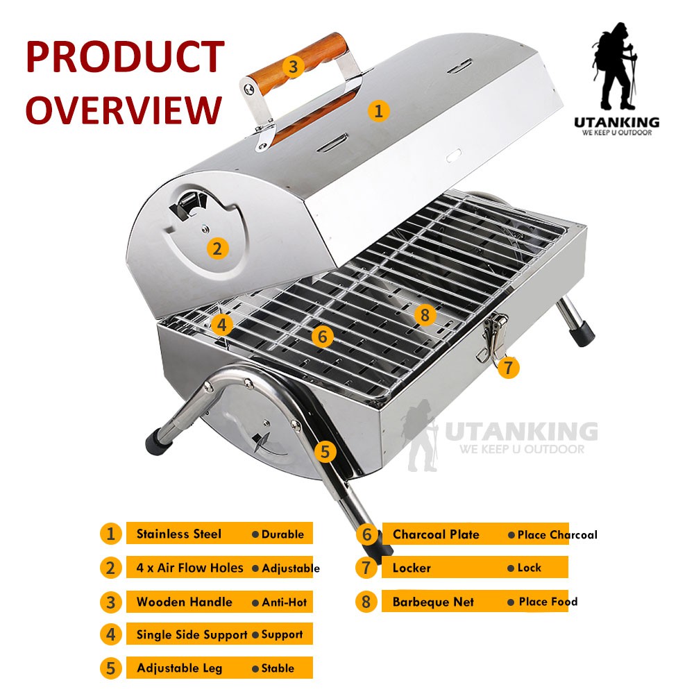 [HOT SALE] 𝙎𝙩𝙖𝙞𝙣𝙡𝙚𝙨𝙨 𝙎𝙩𝙚𝙚𝙡 𝘽𝘽𝙌 𝙂𝙧𝙞𝙡𝙡 Double Sided Charcoal Barbeque ...
