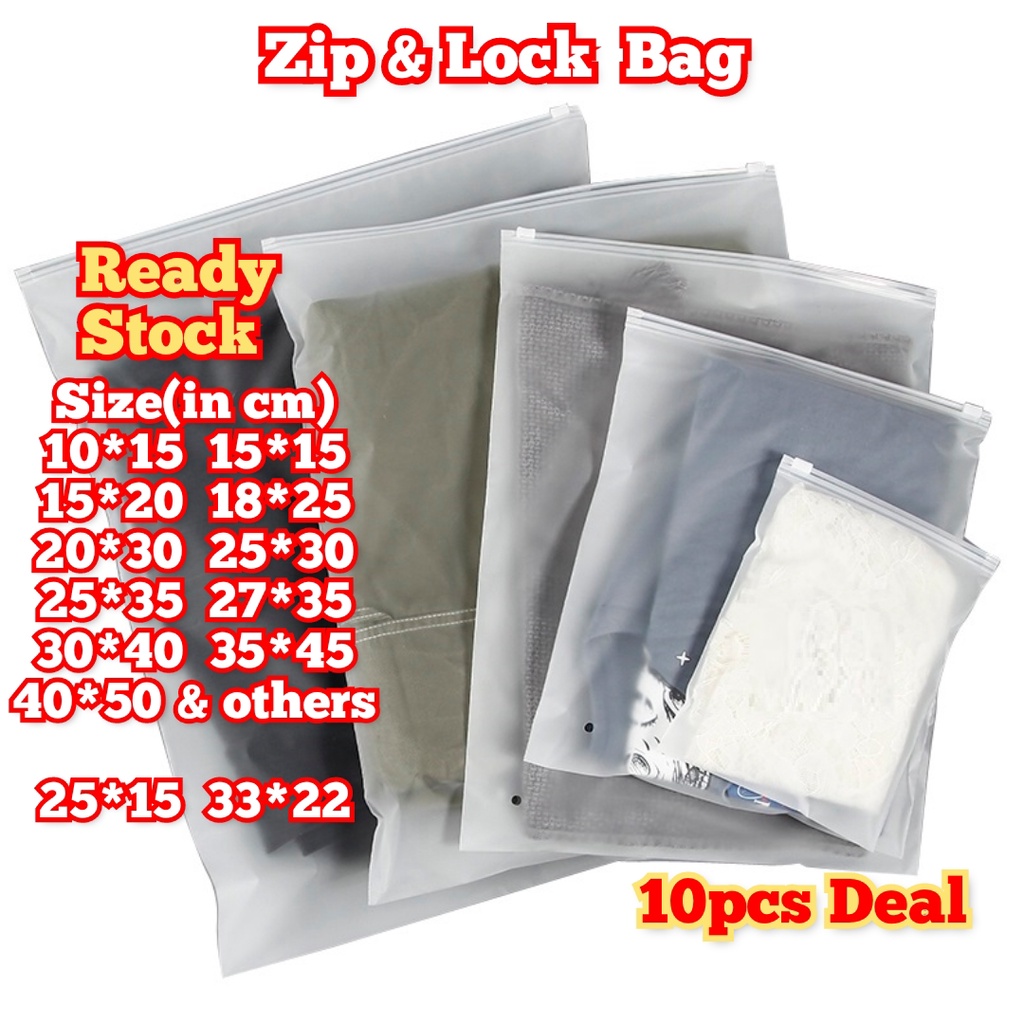 Zipper and Lock Bag (10s Set Deal) Matte Storage Bag Frosted Zipper ...