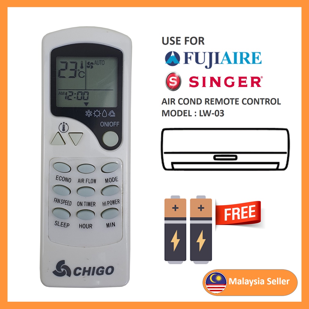 Fujiaire Singer LW-03 air conditioner remote control | Shopee Malaysia