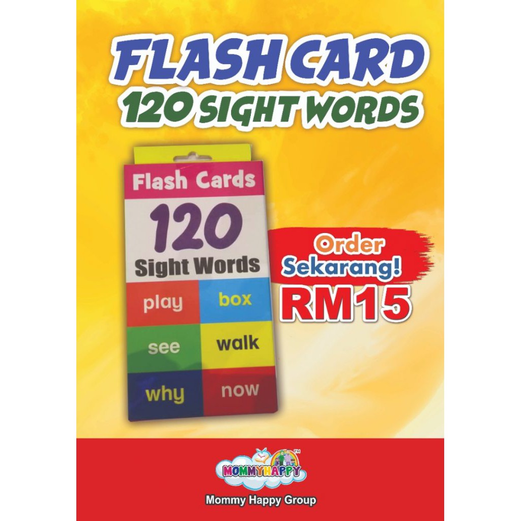 Flash Card 120 Sight Words - Early Learning For Toddler Flashcard Kanak ...