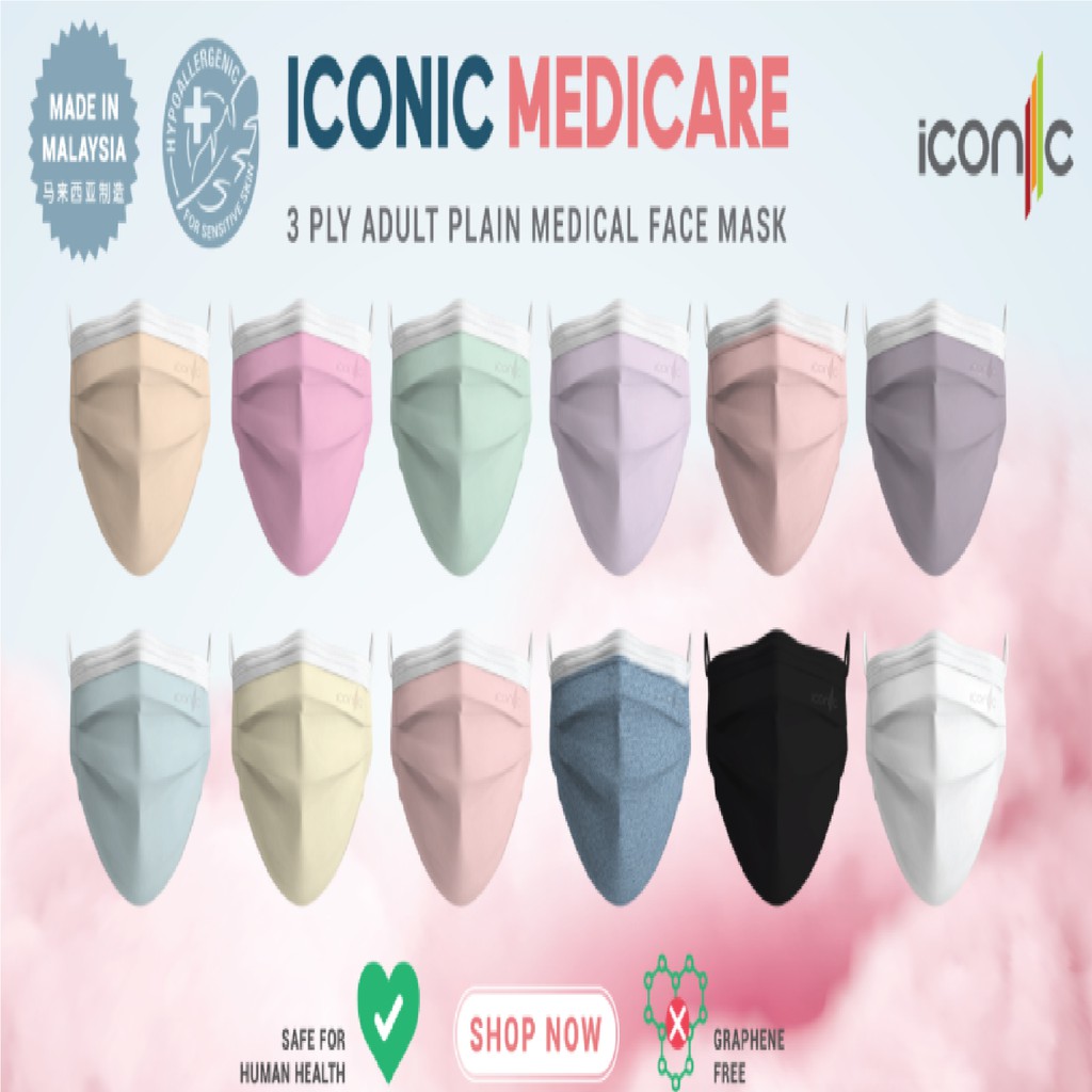 Preferred +】ICONIC ADULT PREMIUM QUALITY 3PLY FACE MASK 50PCS | Shopee ...