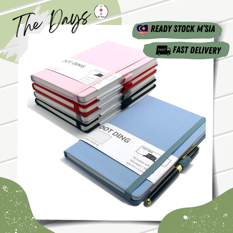 THE DAYS Leather Covered BUJO Planner Bullet Journal A5 size 80 sheets ...