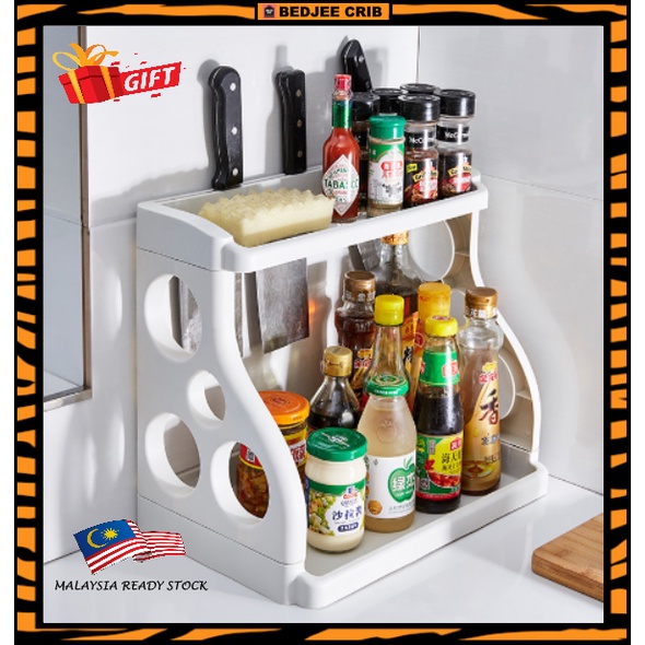 2 Tier Kitchen Storage Organizer Rak Rempah Dapur Plastik Seasoning ...