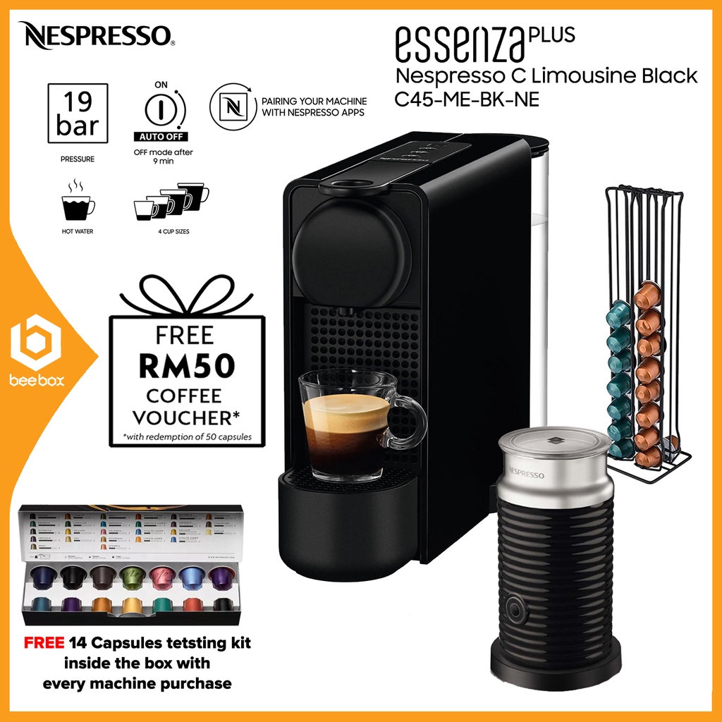 Nespresso C45-ME-BK-NE Essenza Plus Fully Automatic Capsule Espresso ...