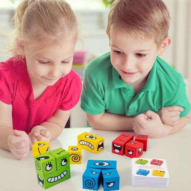 Ready Stock Expression Puzzle Building Blocks Kids Brain Training Game ...