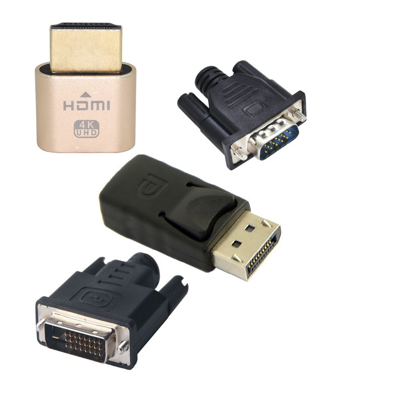 VGA DVI DP Virtual Plug HDMI Dummy Adapter Virtual Display Emulator ...