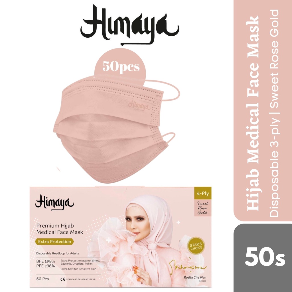 [READY STOCK] HIMAYA PREMIUM HIJAB MEDICAL FACE MASK 4PLY 50 PCS PER ...