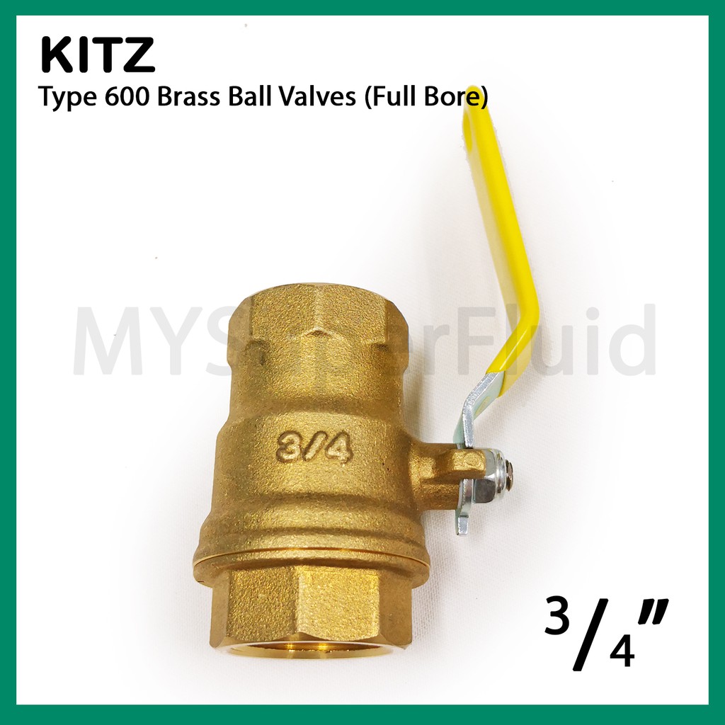 KITZ Ball Valves [1/4"] [3/8"] [1/2"] [3/4"] Threaded Ends Type 600 Brass Ball Valves (Full Bore ...
