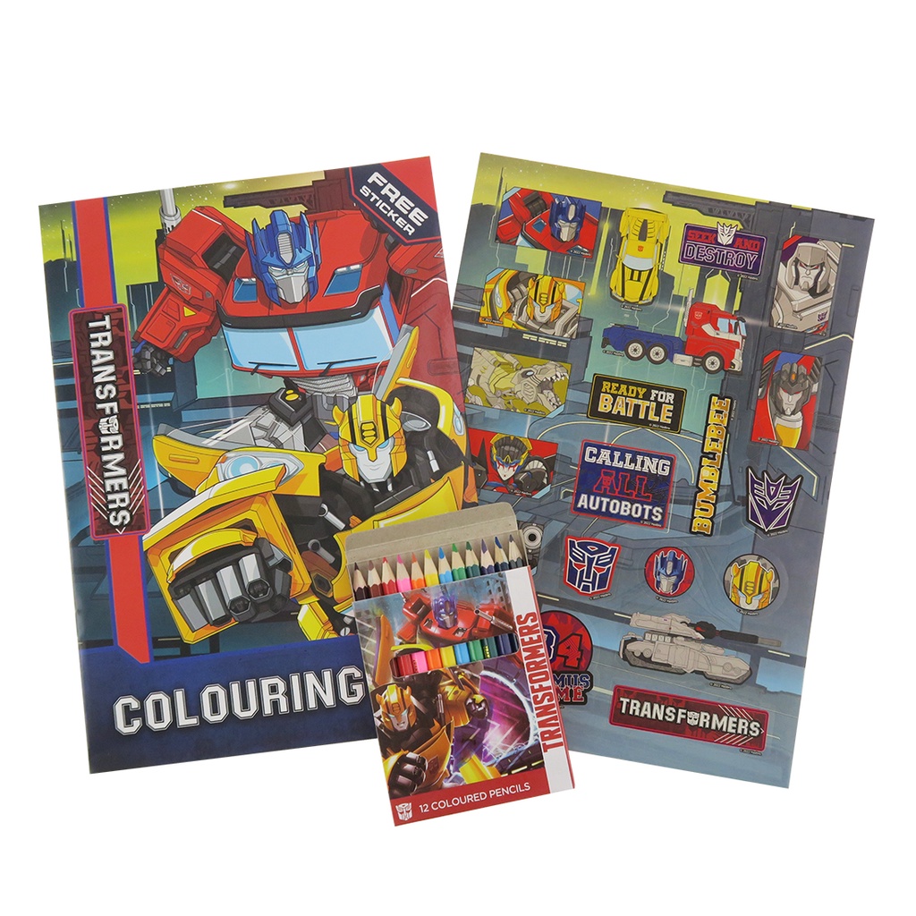 Transformers Battle Coloring Book With Sticker & Color Pencil Set ...