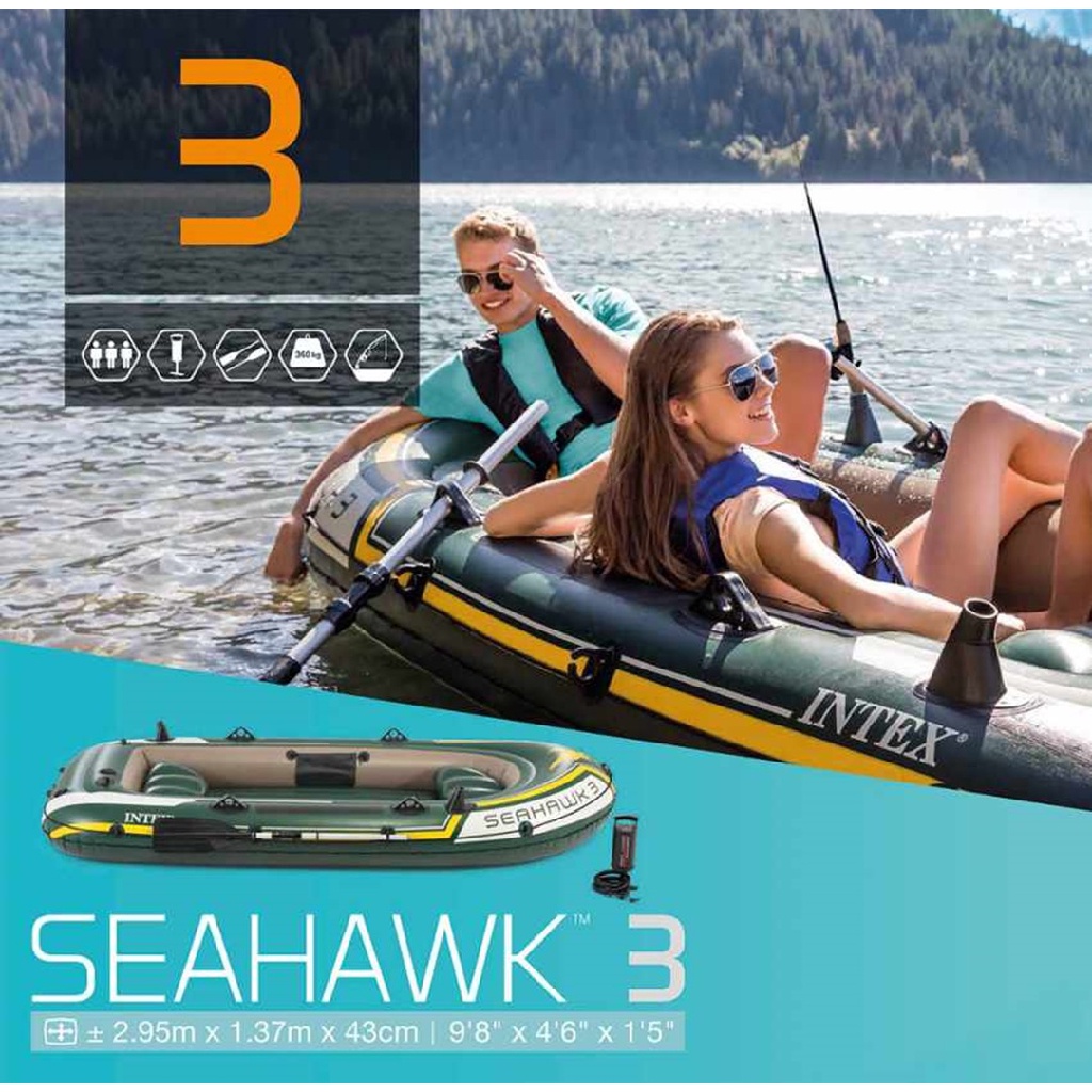 🔥GENUINE🔥 PREMIUM Quality SEAHAWK INTEX 2/3/4 Persons Kayak Fishing ...
