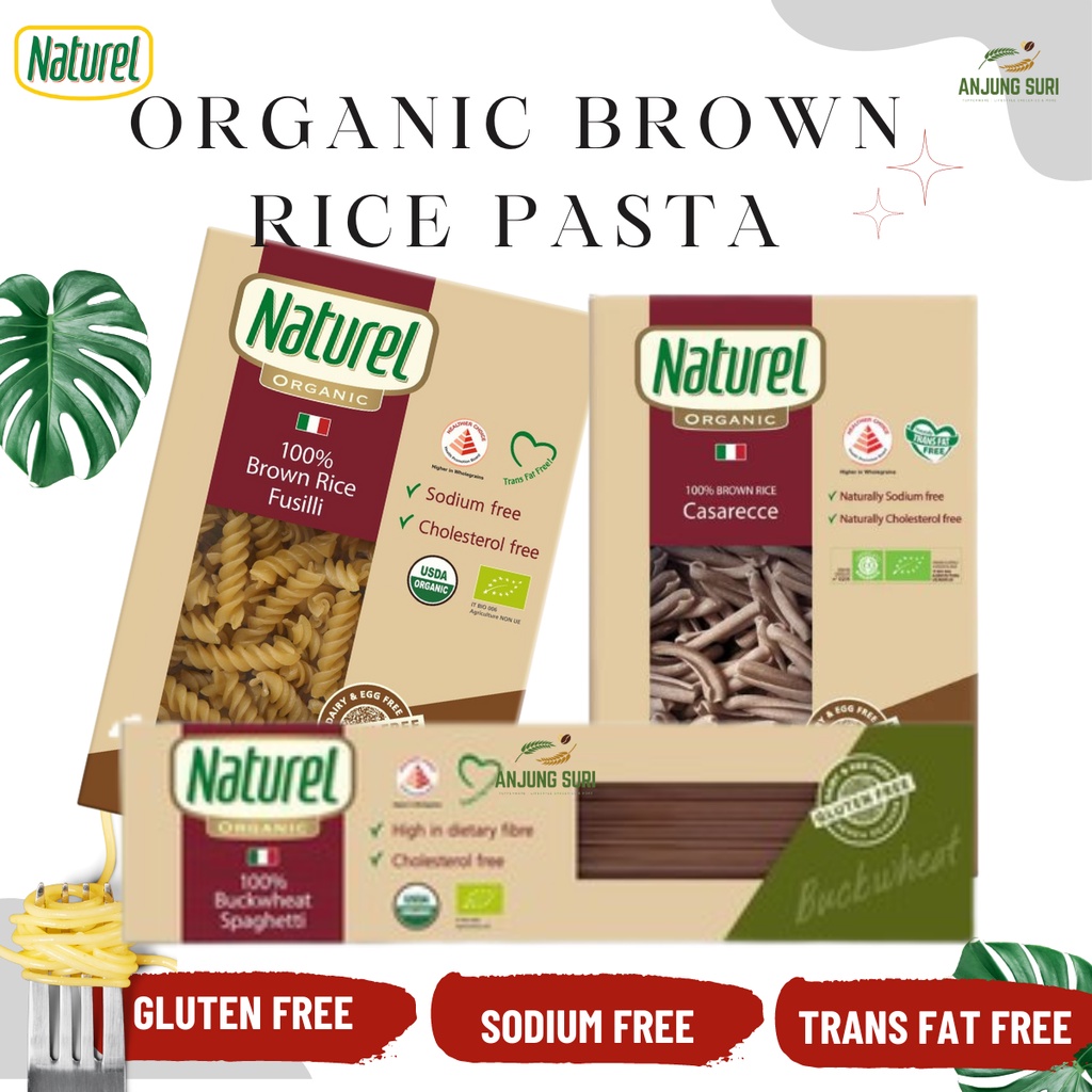 Naturel Organic Brown Rice Pasta Fusilli Gluten Free Low Fat Sodium ...