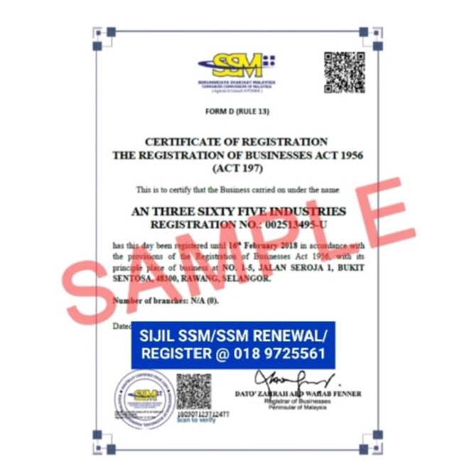 SSM RENEWAL REGISTER PRINT CTC SDN BHD | Shopee Malaysia