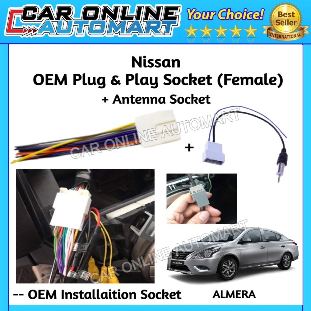Nissan Almera OEM Plug and Play Socket + Antenna Socket | Shopee Malaysia