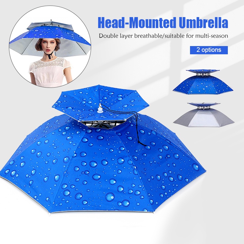 Umbrella Cap Anti UV Protect Windproof Holdless Umbrella Cap Hat ...