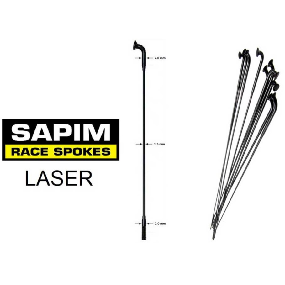 SAPIM SPOKE LASER (2.0-1.5-2.0MM) 14G 290 292 293 294 J-BEND BLACK ...