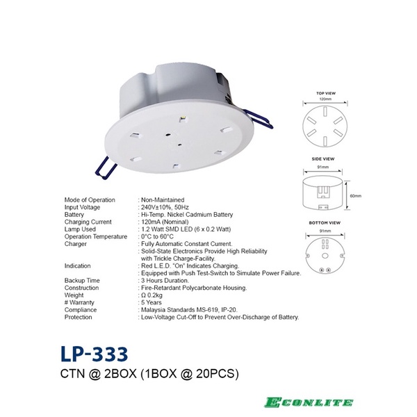 Kelip Kelip / Econlite LED Recessed / Surface Emergency Light Be1st ...