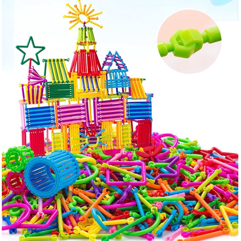 320 Pcs Building Toy Sticks Educational Toy Sticks Assembled Building ...