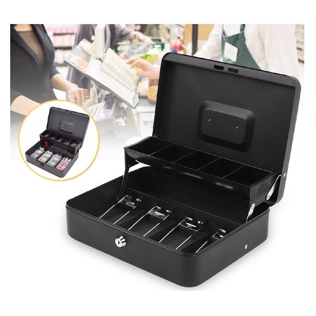 Portable Petty Cash Cashier Safe Drawer Box Storage Compartment Tray ...