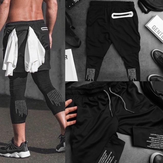 2-layer gym pants with leggings for a very cool shape | Shopee Malaysia