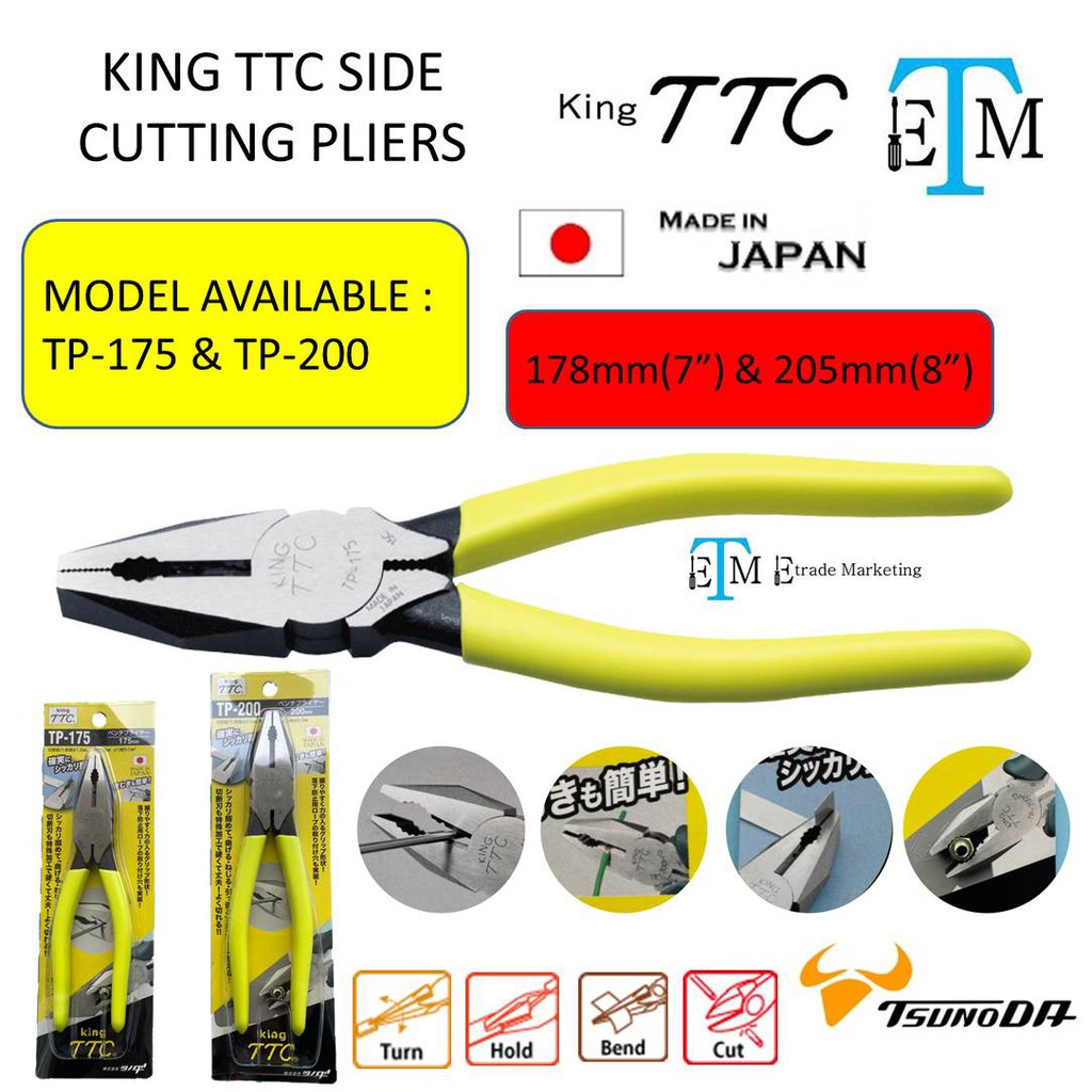 KING TTC SIDE CUTTING (LINESMAN) PLIERS TP-175 & TP-200 (MADE IN JAPAN) | Shopee Malaysia