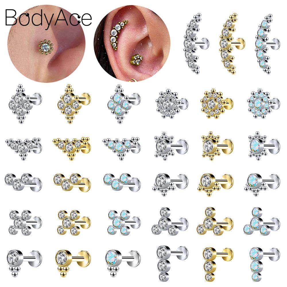 Bodyace 1 Pc Crystal Lip Stud Stainless Steel Small Ball Labret ...