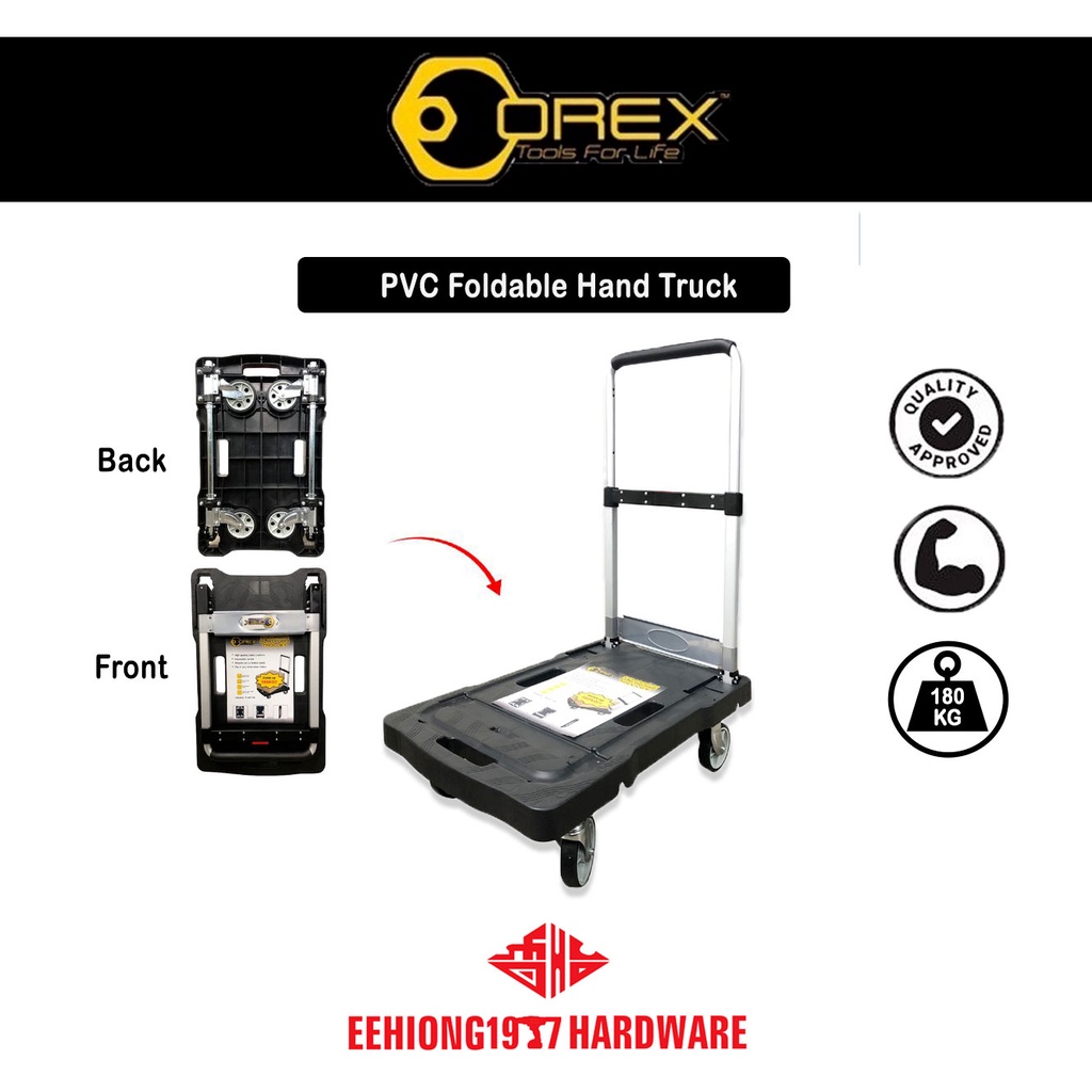 OREX PVC FOLDABLE HAND TROLLEY / TRUCK KERETA TOLAK (BLACK) 180 KGS ...