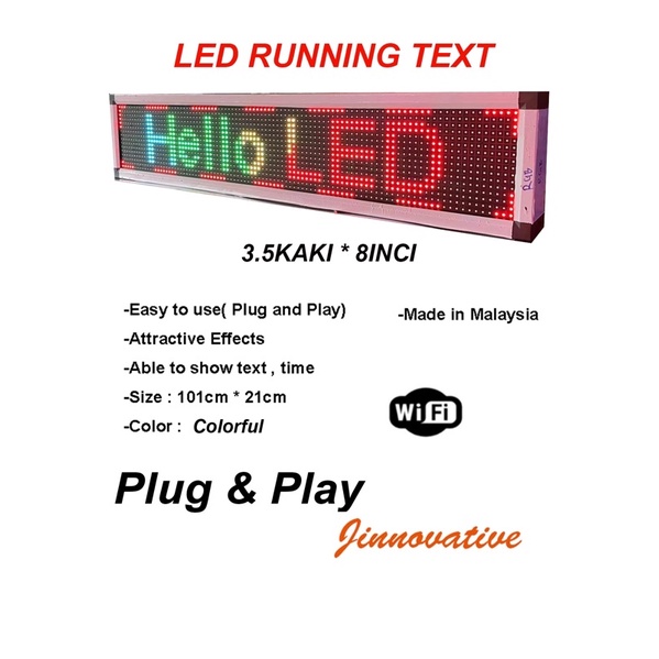 LED Running text noving text tulisan LED jalan colorful signage iklan ...