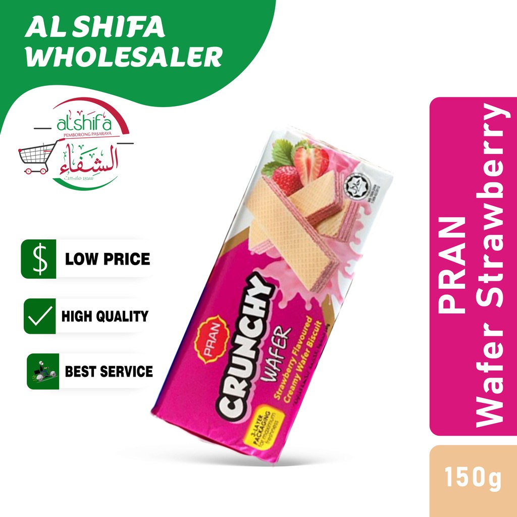 PRAN Crunchy Wafer Strawberry Flavoured Biscuits 150g | Shopee Malaysia