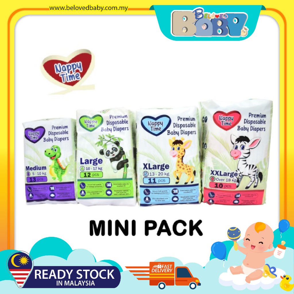 Nappy Time Premium Disposable Diapers-Trial Pack (M, L, XL, XXL ...