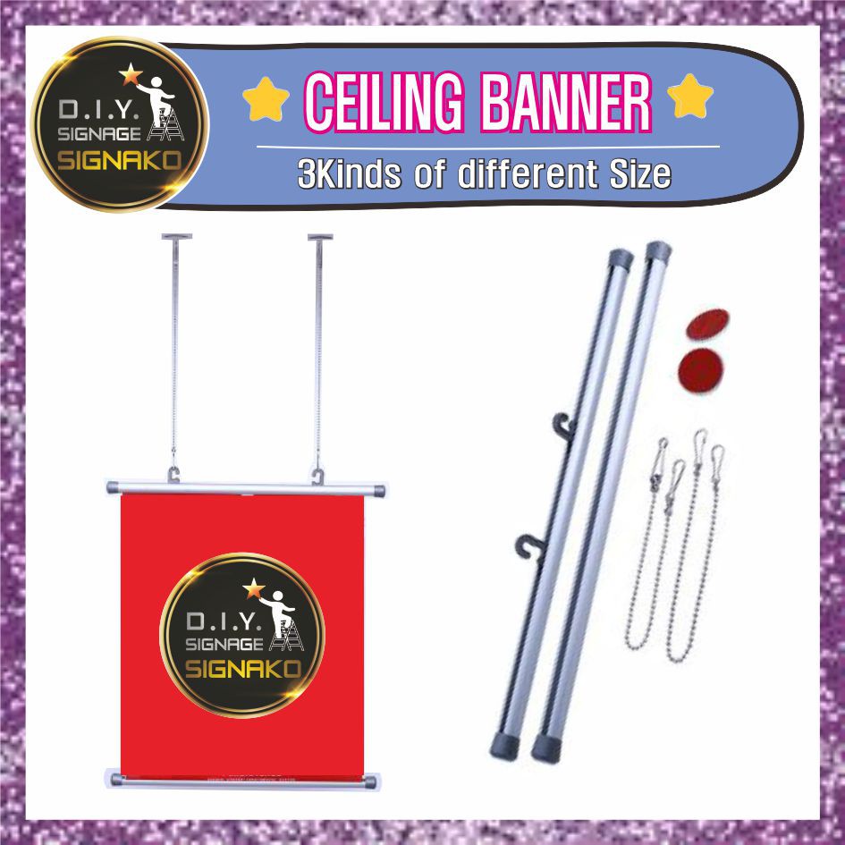 Ceiling Banner / Hanging Tarpaulin Frame Event Customized Window Glass ...